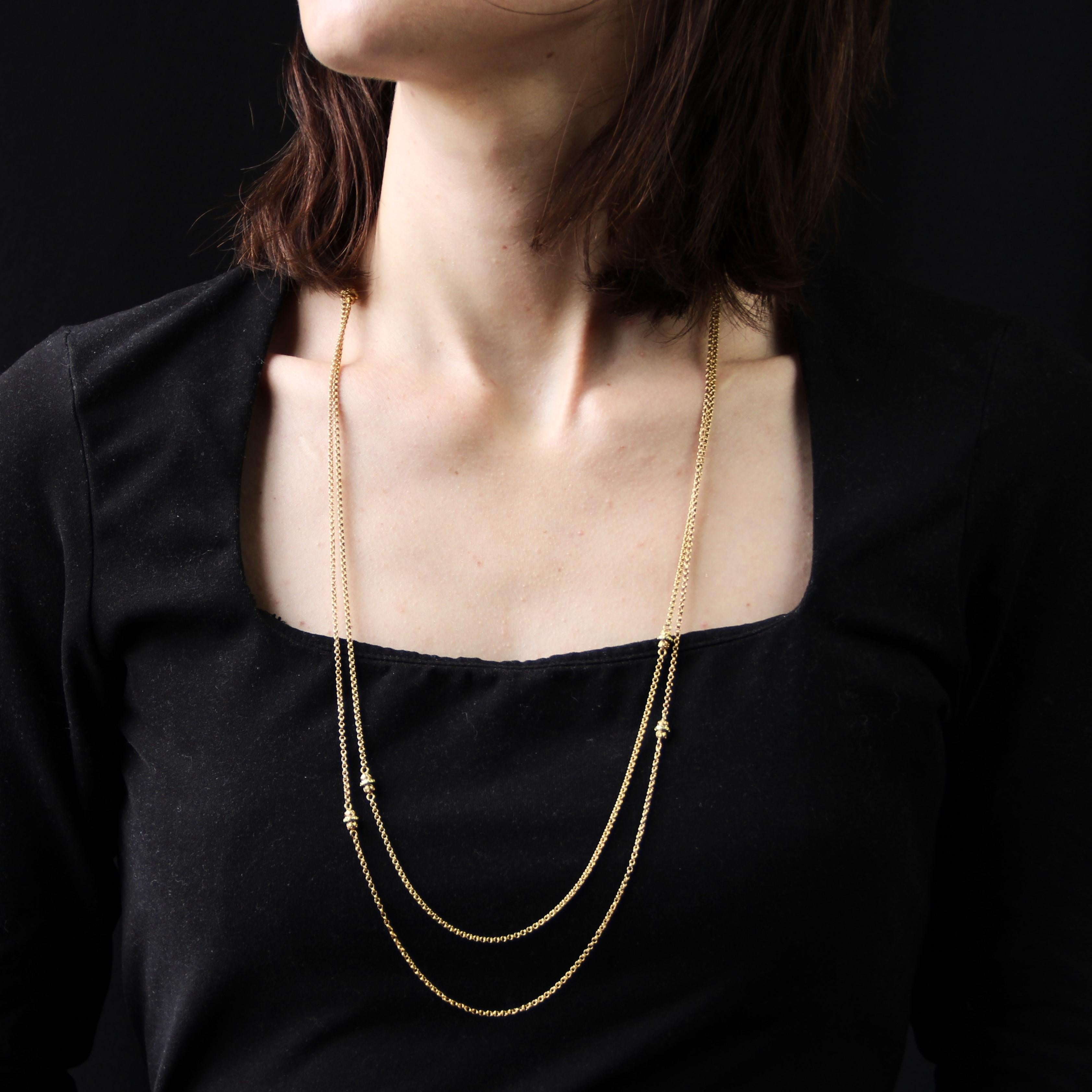 20th Century 18 Karat Yellow Gold Jaseron Mesh Cylindrical Pattern Long ...