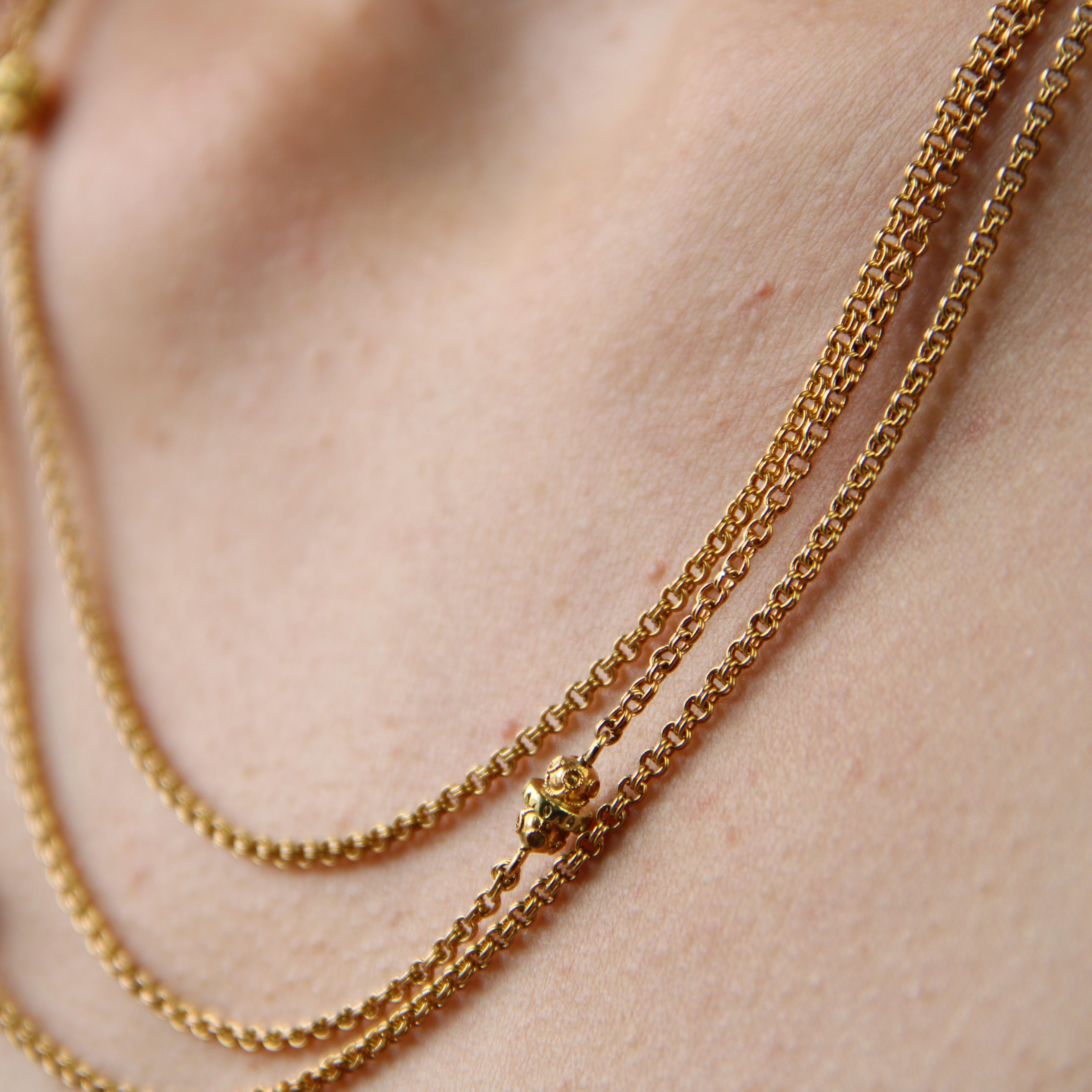 20th Century 18 Karat Yellow Gold Jaseron Mesh Cylindrical Pattern Long ...