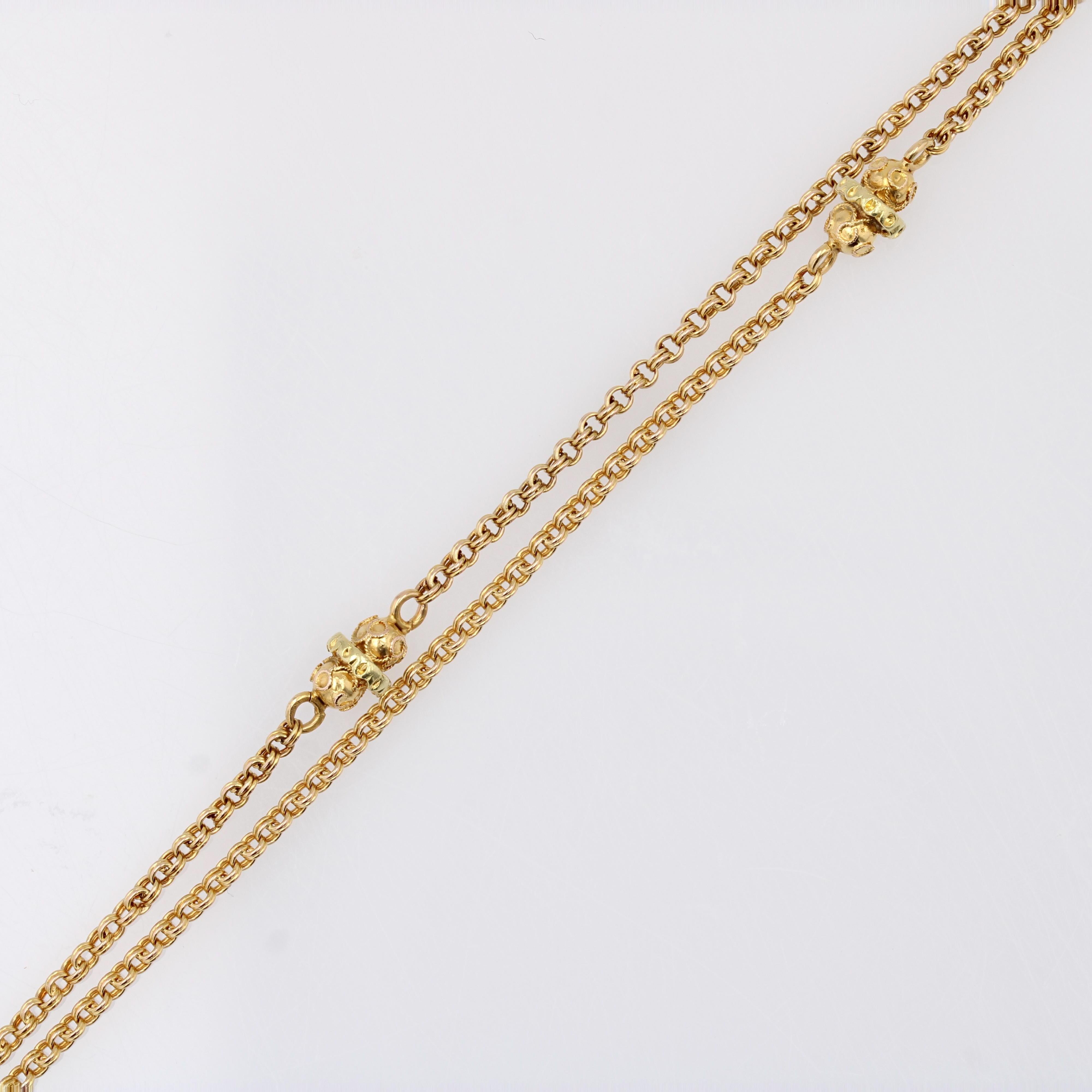 20th Century 18 Karat Yellow Gold Jaseron Mesh Cylindrical Pattern Long ...