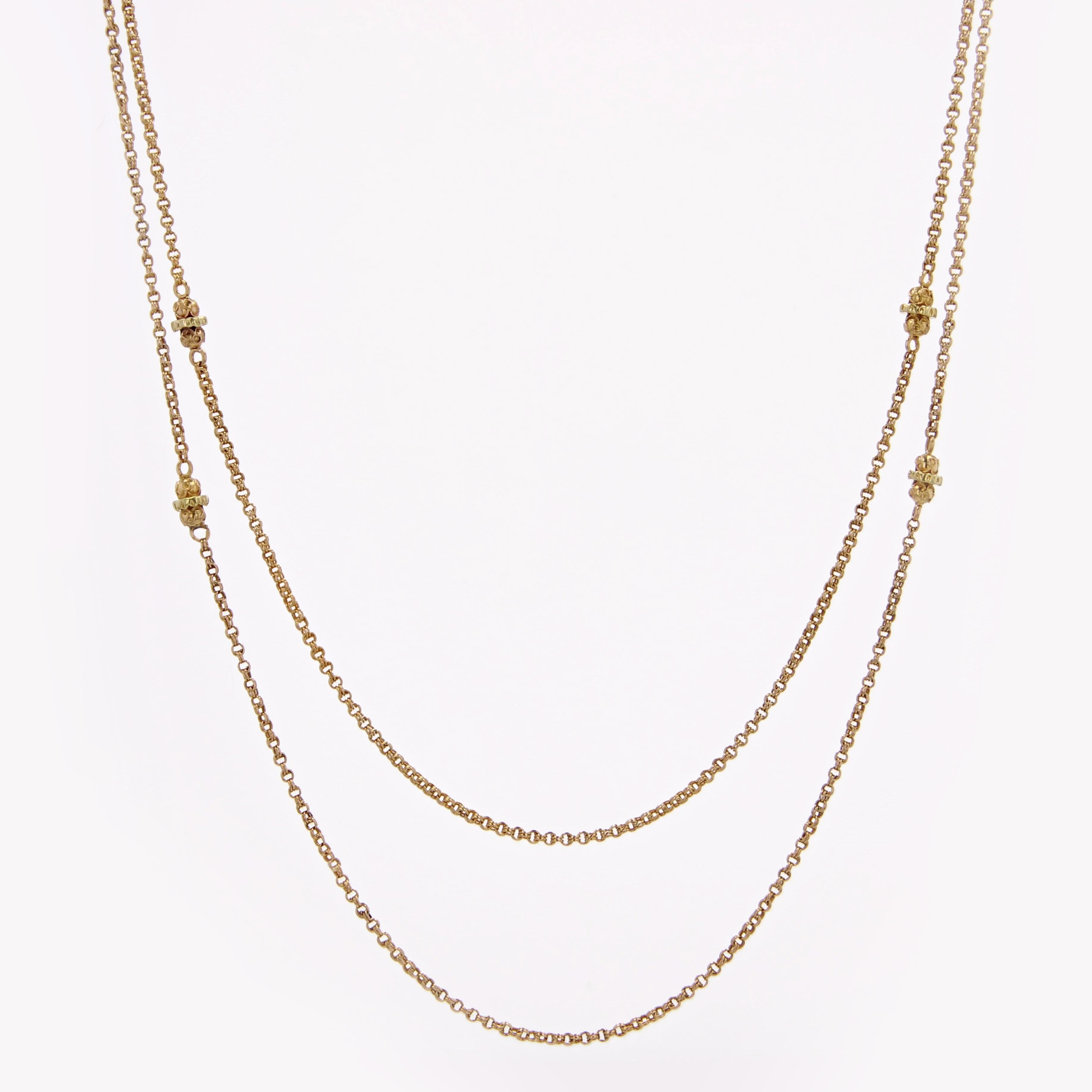 20th Century 18 Karat Yellow Gold Jaseron Mesh Cylindrical Pattern Long ...