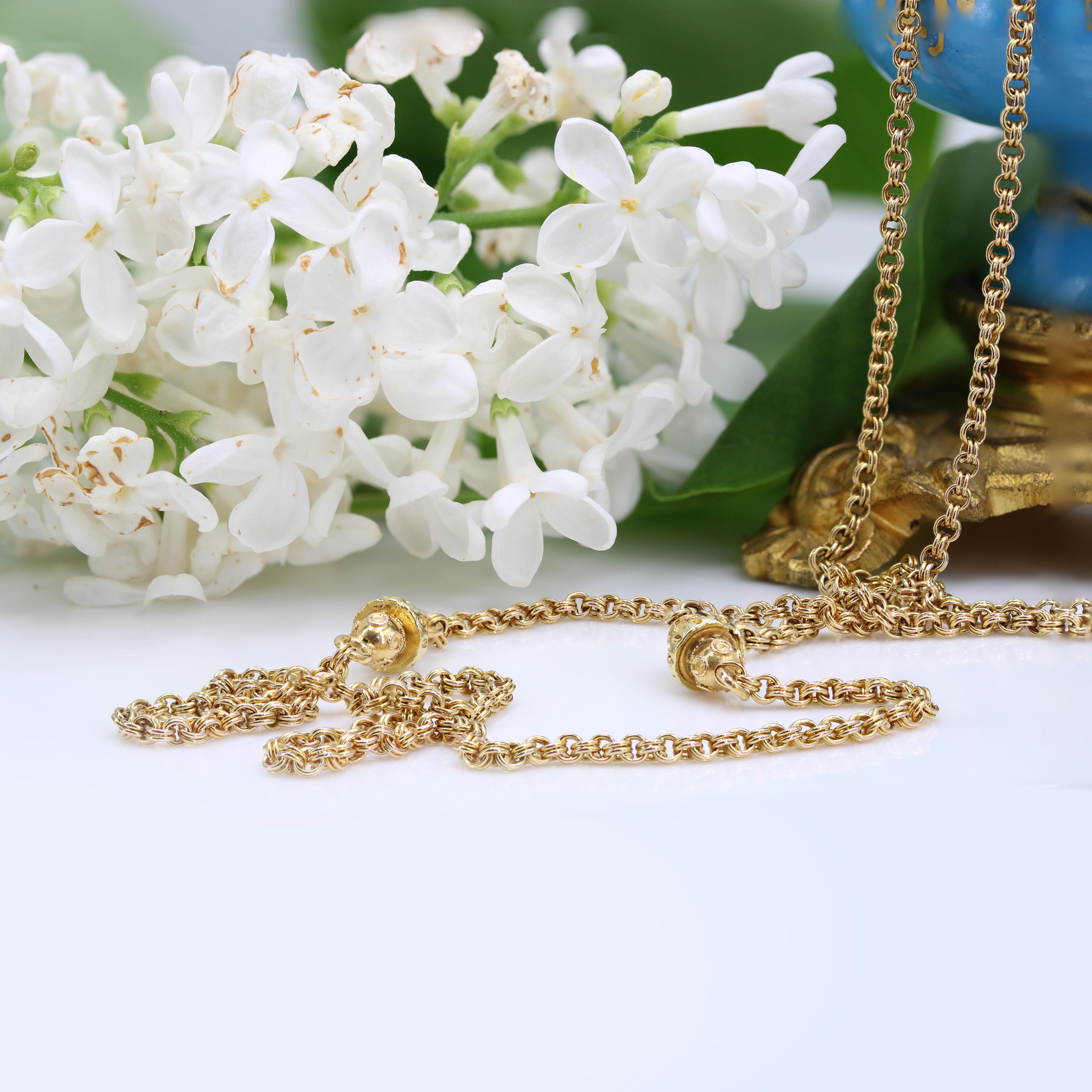 20th Century 18 Karat Yellow Gold Jaseron Mesh Cylindrical Pattern Long ...
