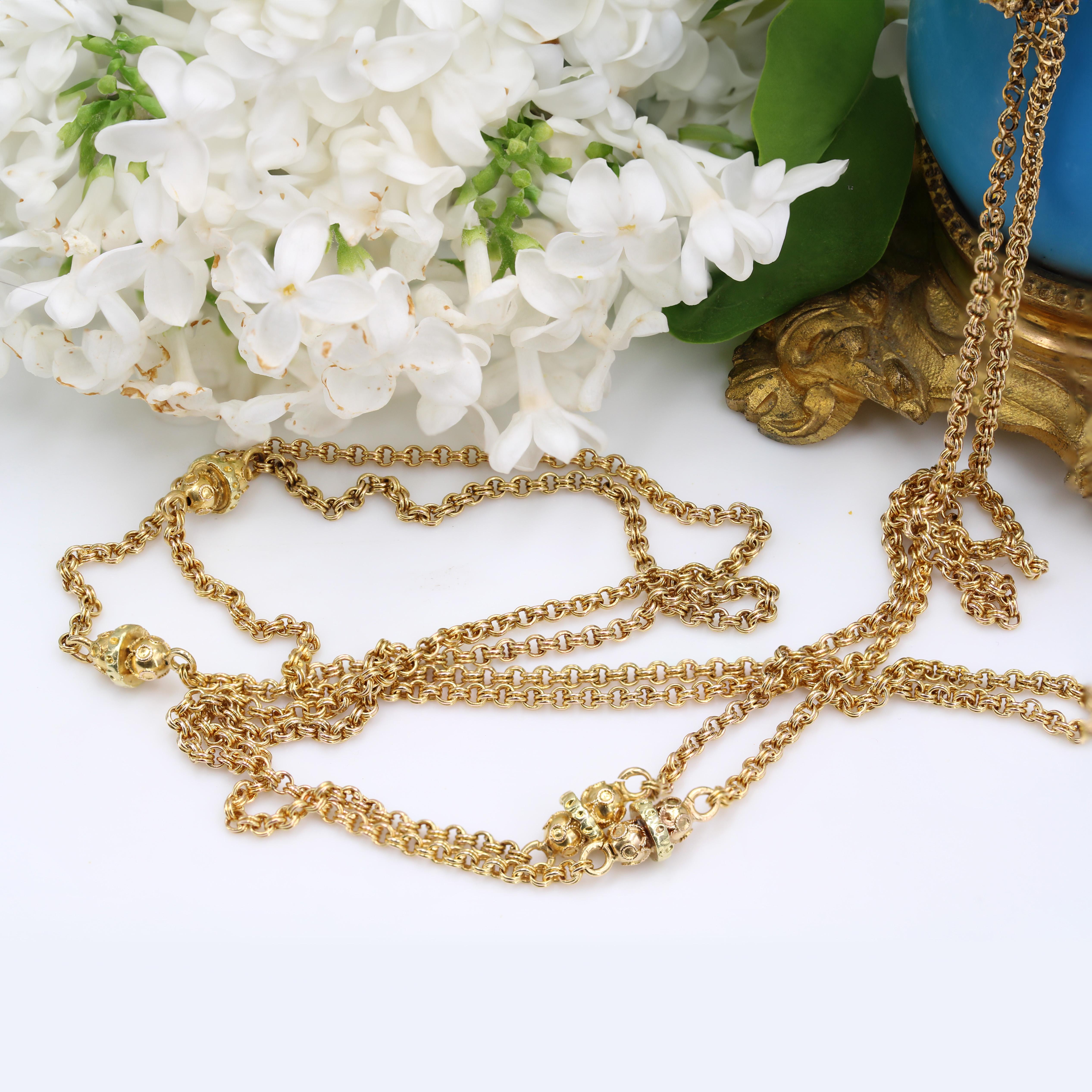 20th Century 18 Karat Yellow Gold Jaseron Mesh Cylindrical Pattern Long ...