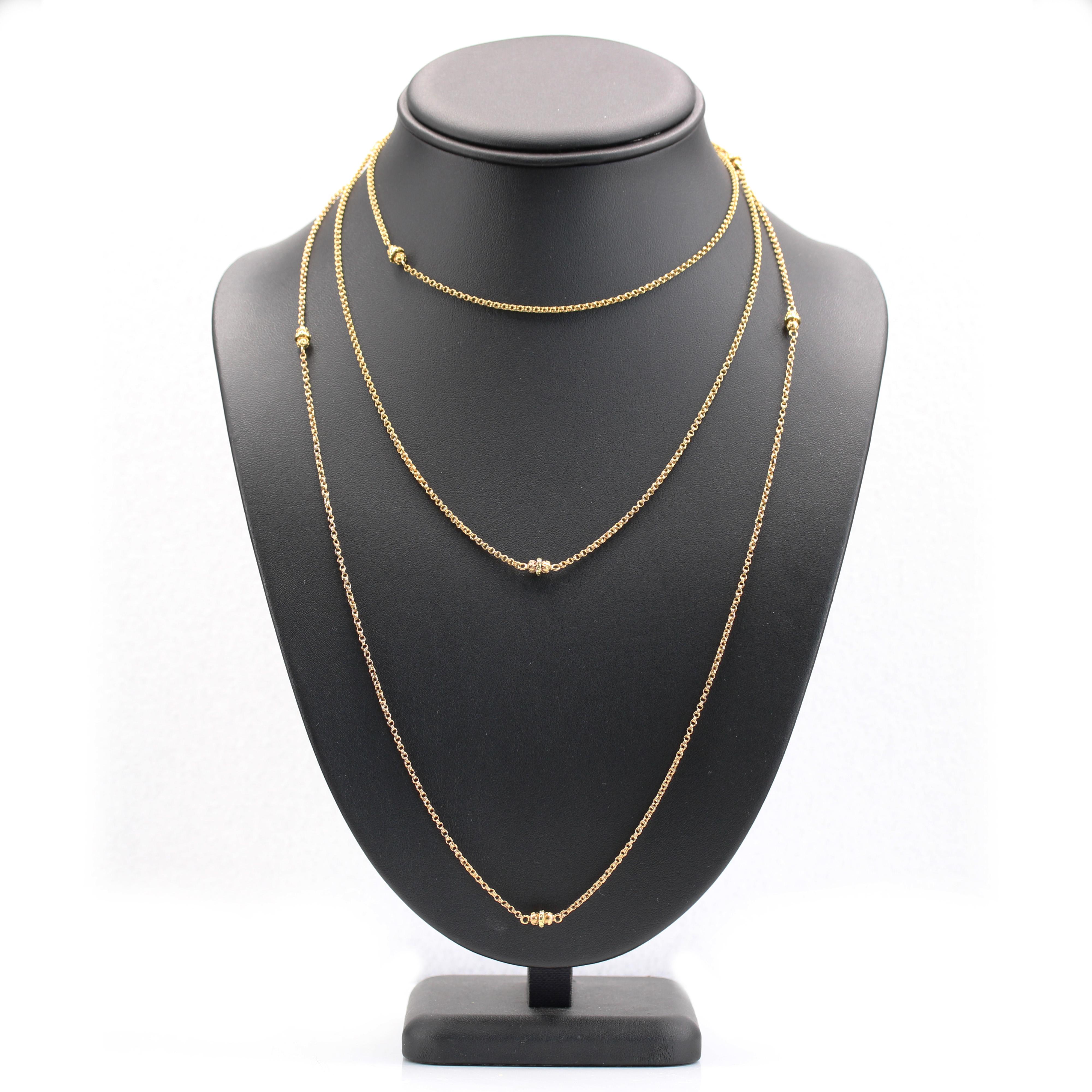 20th Century 18 Karat Yellow Gold Jaseron Mesh Cylindrical Pattern Long ...