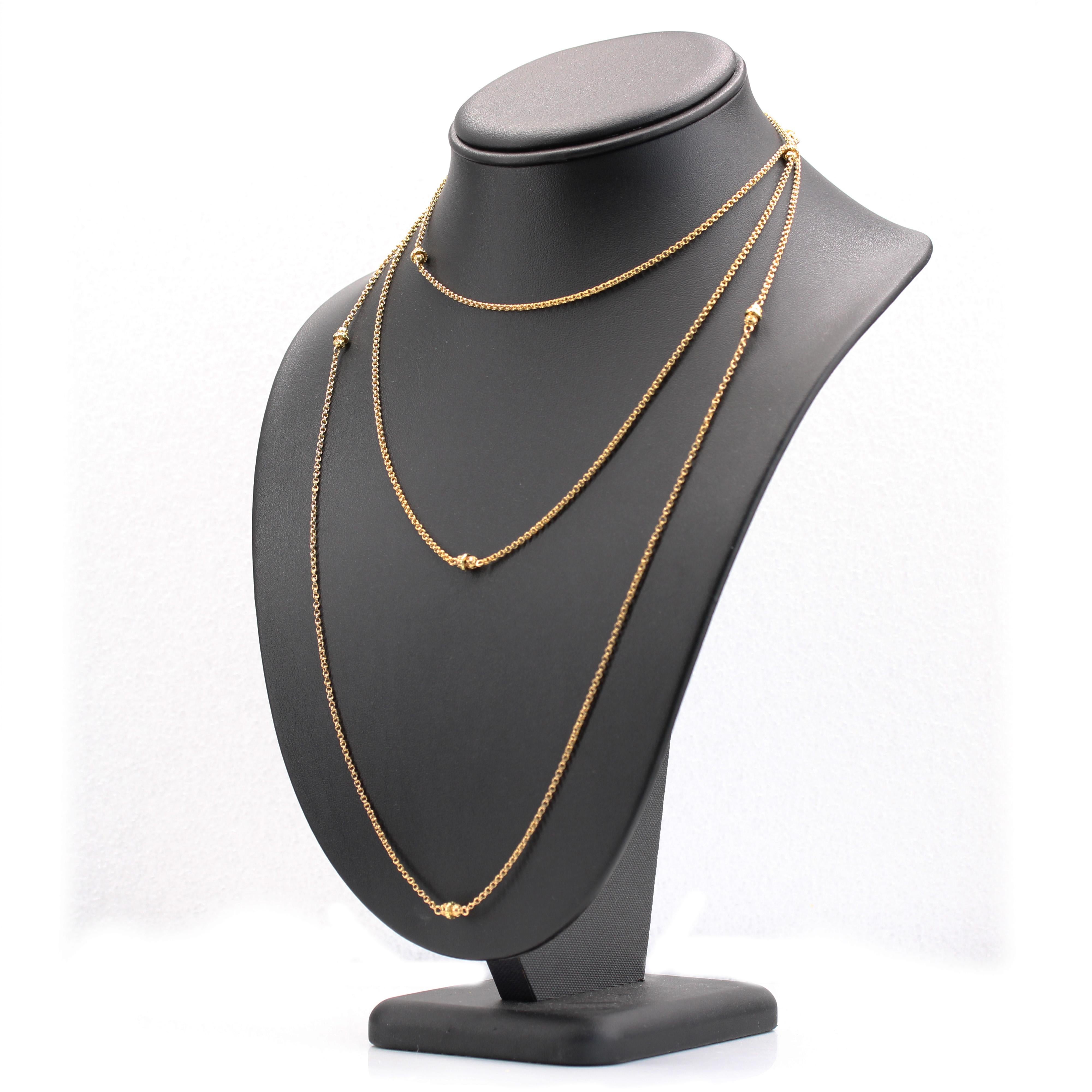 20th Century 18 Karat Yellow Gold Jaseron Mesh Cylindrical Pattern Long ...