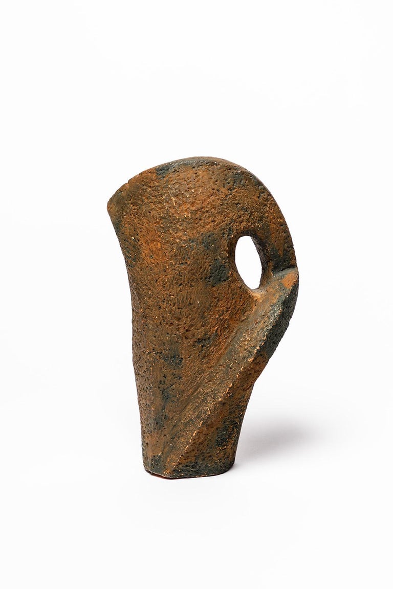 20th Century 1950 Asbtract Green and Brown Ceramic Free Form Sculpture ...