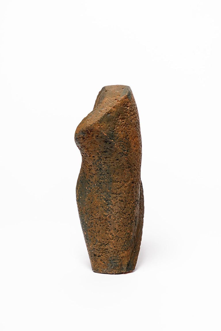 20th Century 1950 Asbtract Green and Brown Ceramic Free Form Sculpture ...