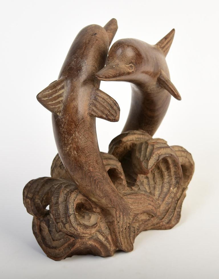 20th Century, A Pair of Burmese Wooden Dolphins For Sale at 1stDibs