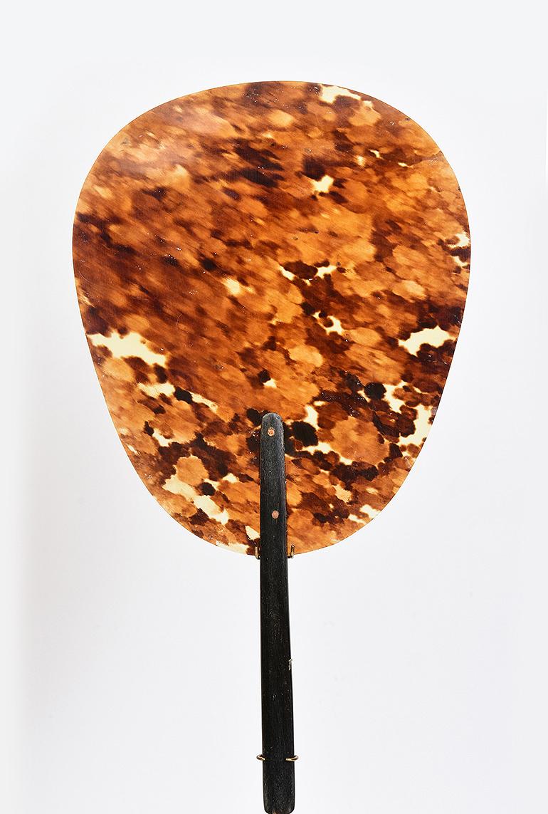 20th Century, a Set of Burmese Vintage Turtle Shell Fans with Stand For ...