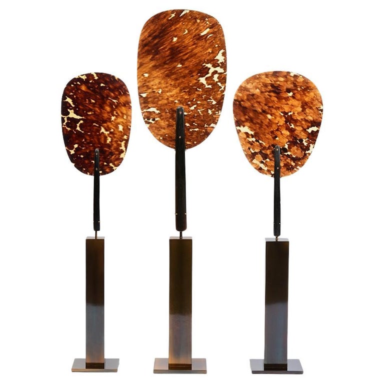 20th Century, A Set of Burmese Vintage Turtle Shell Fans with Stand For ...