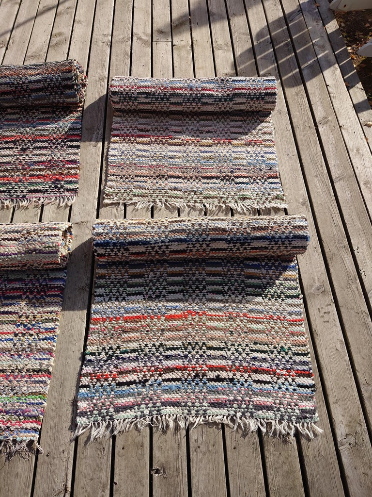 20th Century, a Set of Four Hand Woven Swedish Rag Rugs For Sale at 1stDibs