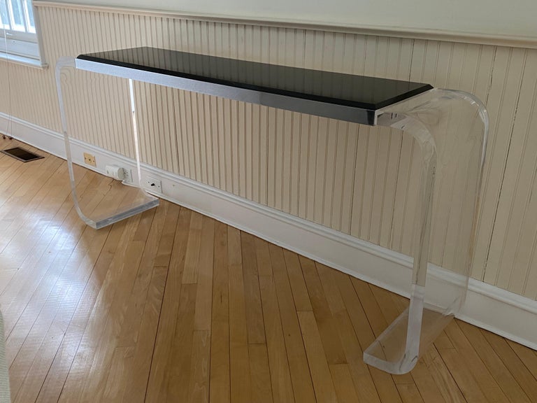 20th Century Acrylic, Chrome and Quartz Waterfall Console Table For ...