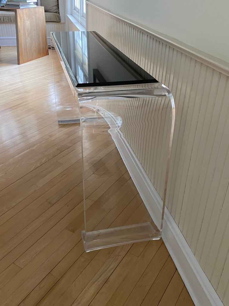 20th Century Acrylic, Chrome and Quartz Waterfall Console Table For ...