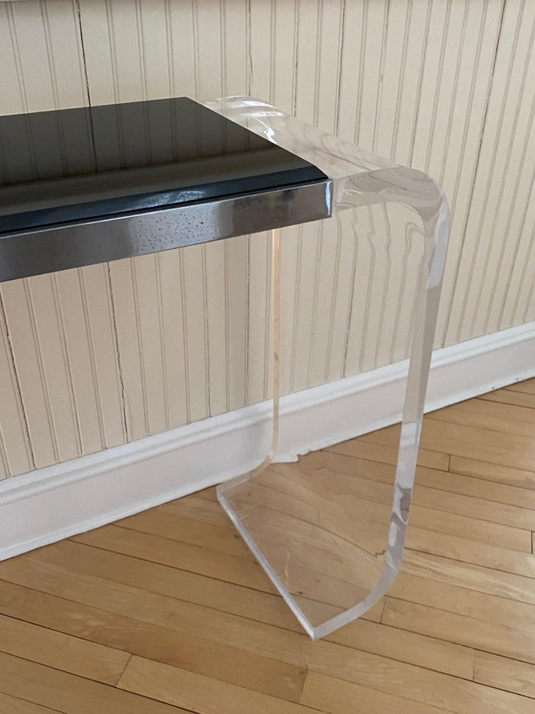 20th Century Acrylic, Chrome and Quartz Waterfall Console Table For ...