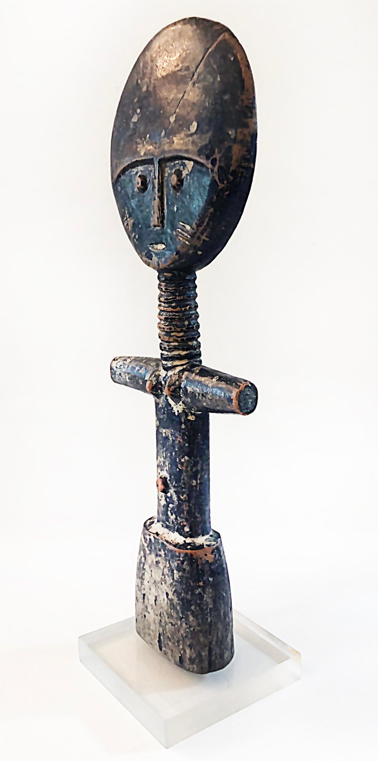 20th Century African Ashanti Akuaba Wood Fertility Doll on a Lucite ...