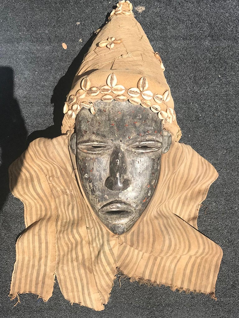 20th Century African Dan Hand Carved Mask from Liberia with Cowrie ...