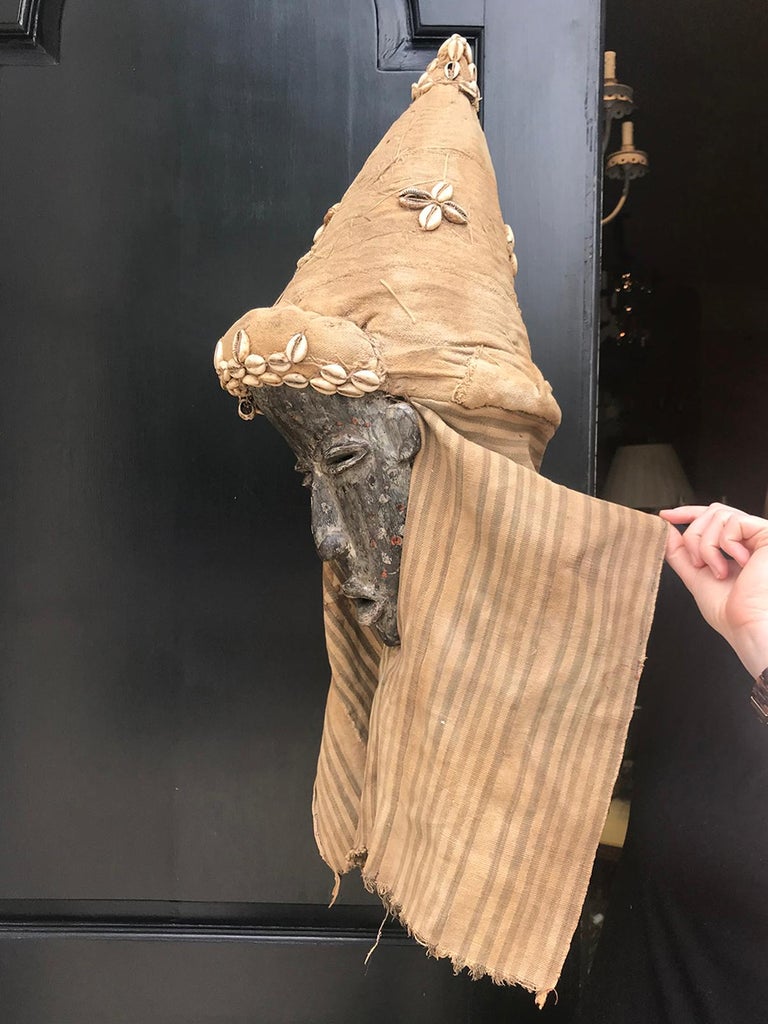 20th Century African Dan Hand Carved Mask from Liberia with Cowrie ...