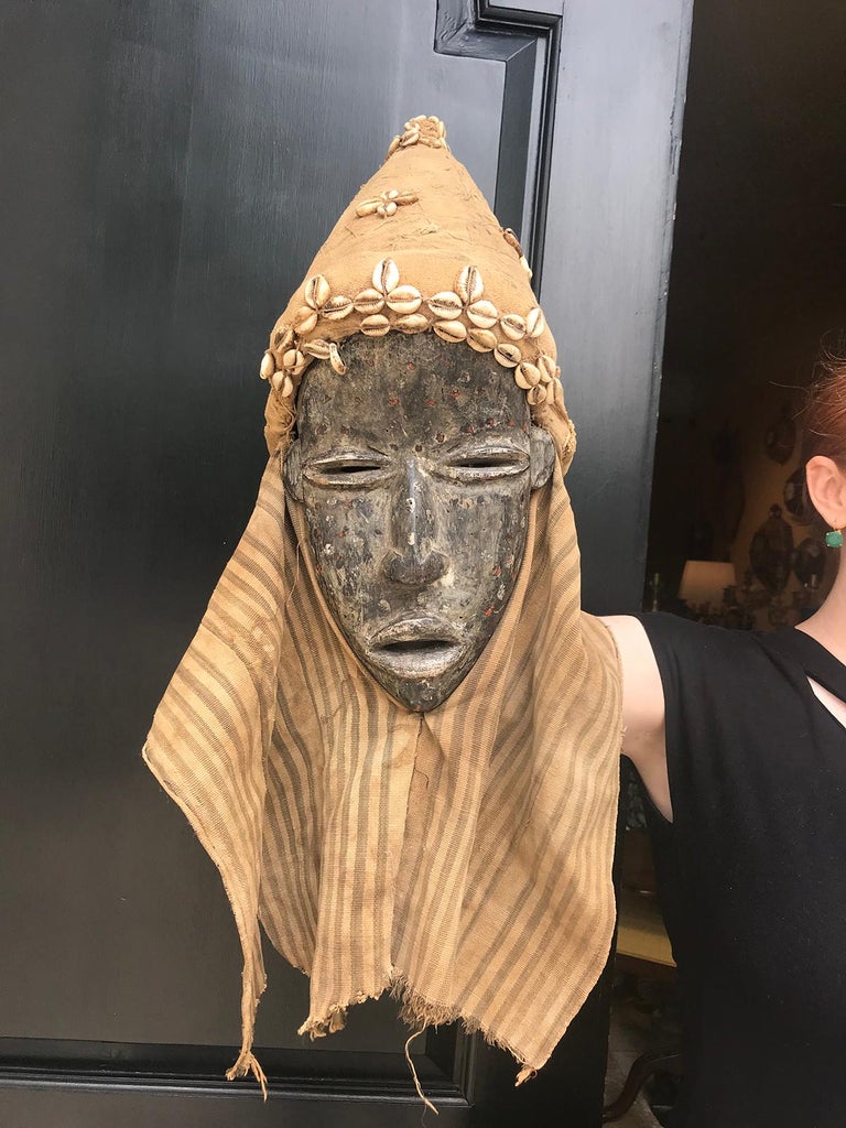 20th Century African Dan Hand Carved Mask from Liberia with Cowrie ...