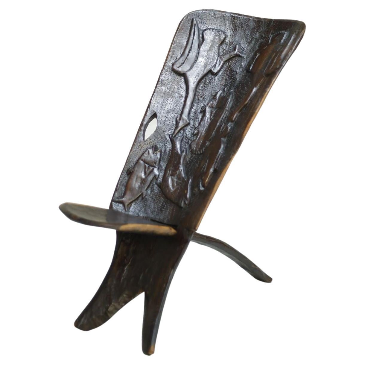 20th Century, African Hardwood Tribal Chair at 1stDibs