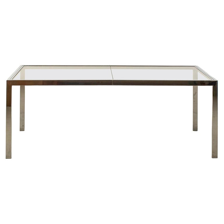 20th Century American Chrome Glass Extendable Dining Table by Milo ...