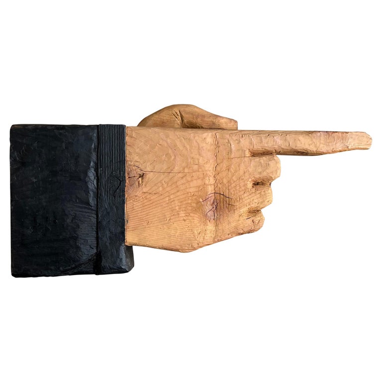 20th Century American Folk Art Carved Hand Sign For Sale at 1stDibs