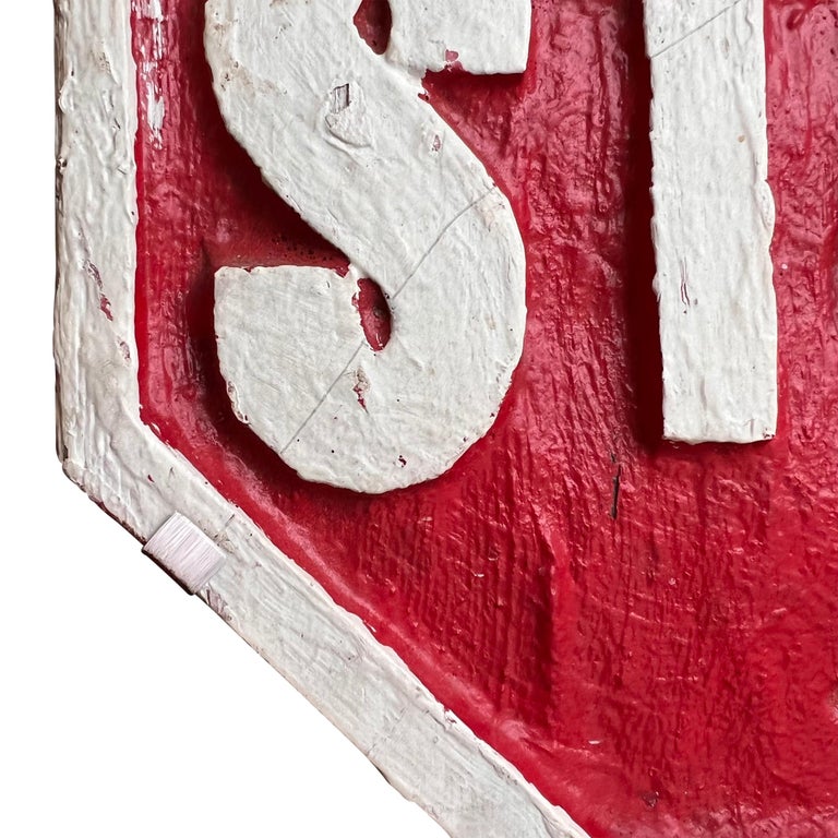 20th Century American Folk Art Carved Stop Sign For Sale at 1stDibs