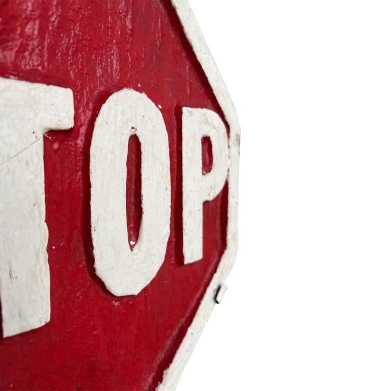 20th Century American Folk Art Carved Stop Sign For Sale at 1stDibs