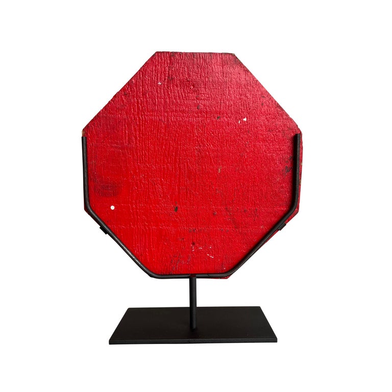 20th Century American Folk Art Carved Stop Sign For Sale at 1stDibs
