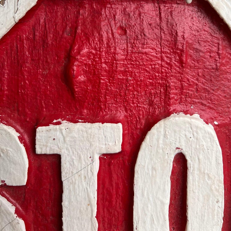 20th Century American Folk Art Carved Stop Sign For Sale at 1stDibs