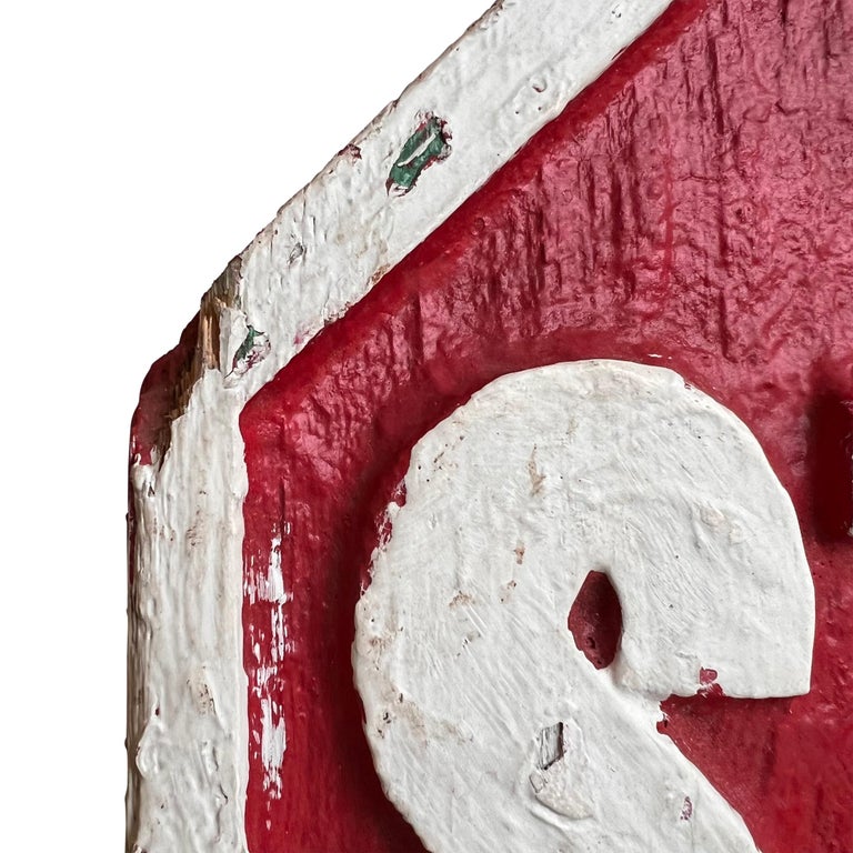 20th Century American Folk Art Carved Stop Sign For Sale at 1stDibs