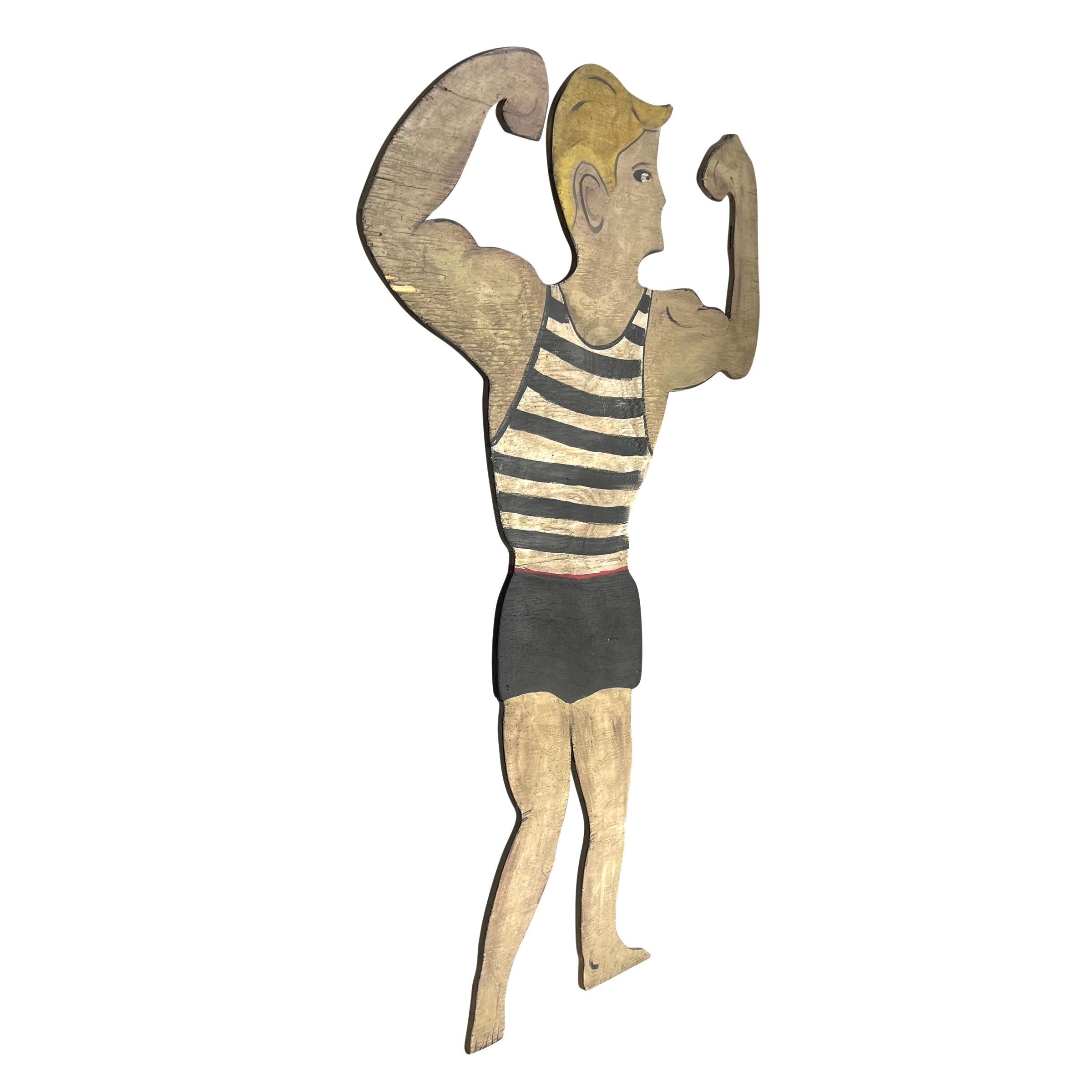 20th Century American Folk Art Swimmer Cutout on Custom Wall Mount For ...
