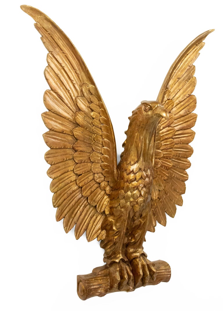 20th-Century American Gilt Carved Eagle Wall Plaque at 1stDibs