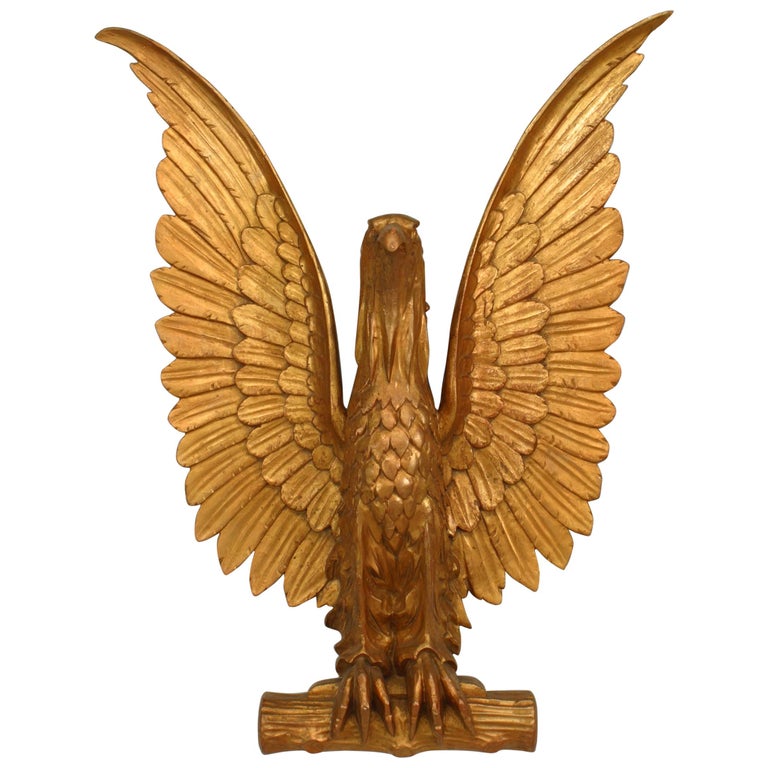 20th-Century American Gilt Carved Eagle Wall Plaque at 1stDibs