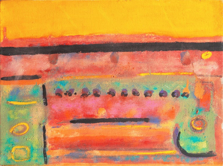 20th century American School - 'Abstraction in Coral, Aqua and Gold ...