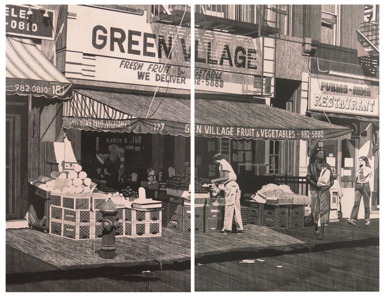 20th century American School - ''Green Village Market, Bleecker Street ...