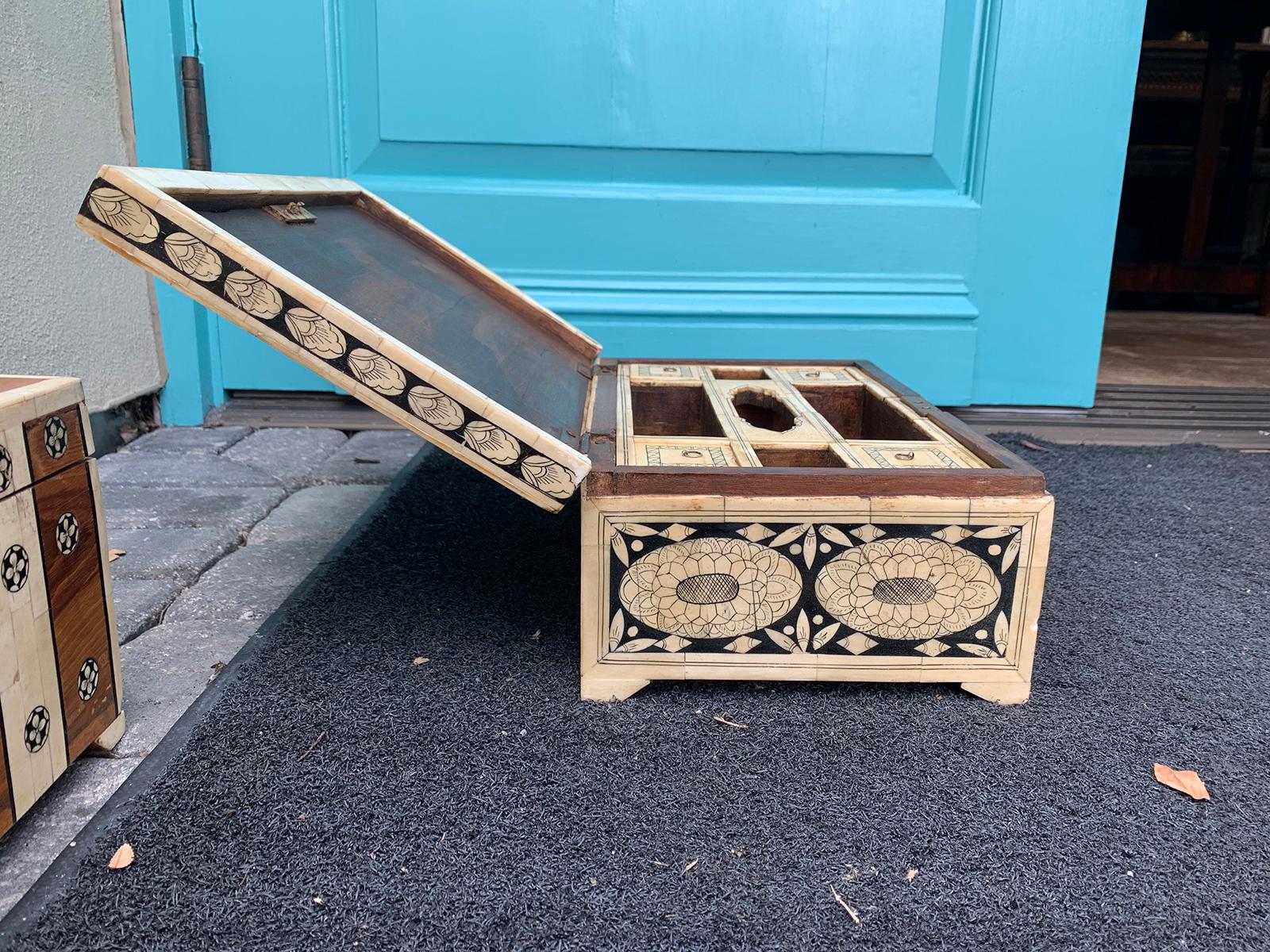 20th Century Anglo-Indian Bone Inlaid Box with Insert at 1stDibs