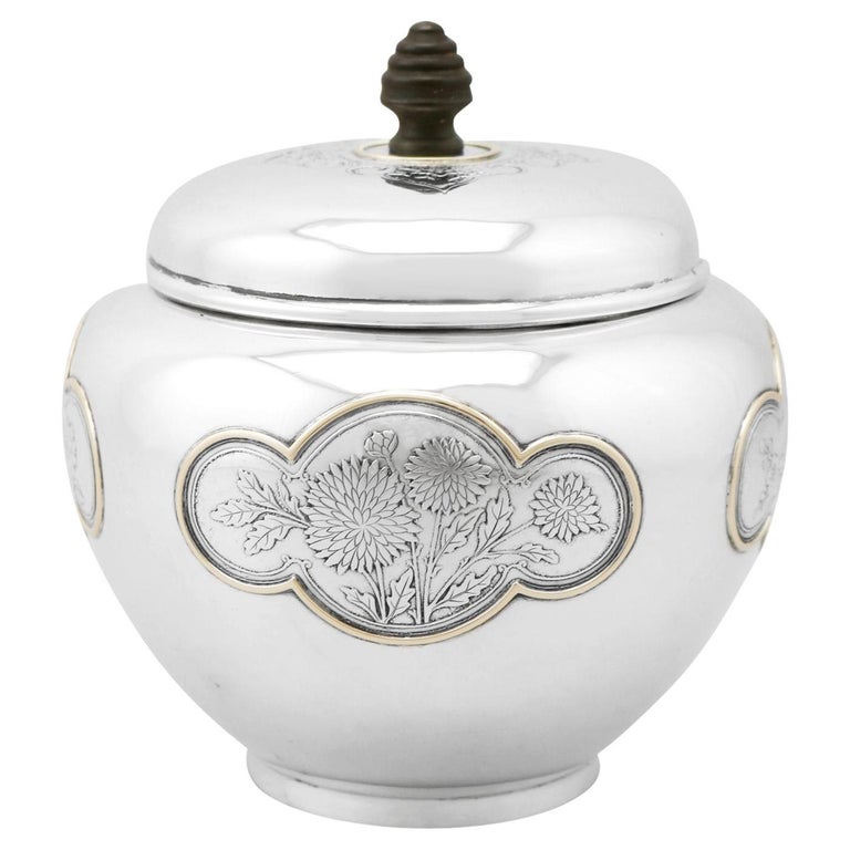 20th Century, American 1910s Sterling Silver and Gold Biscuit Box For ...