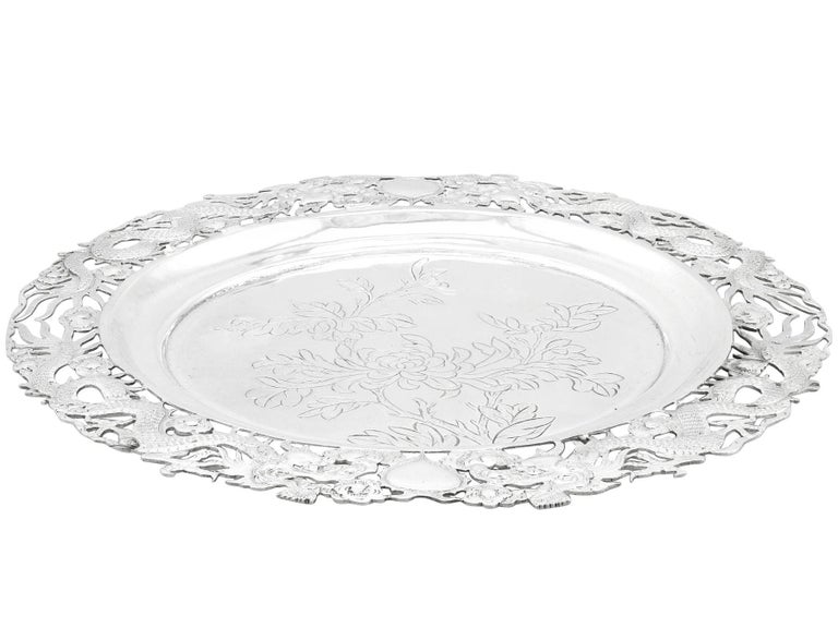 20th Century Antique Chinese Export Silver Salver by Wing Fat, Circa ...