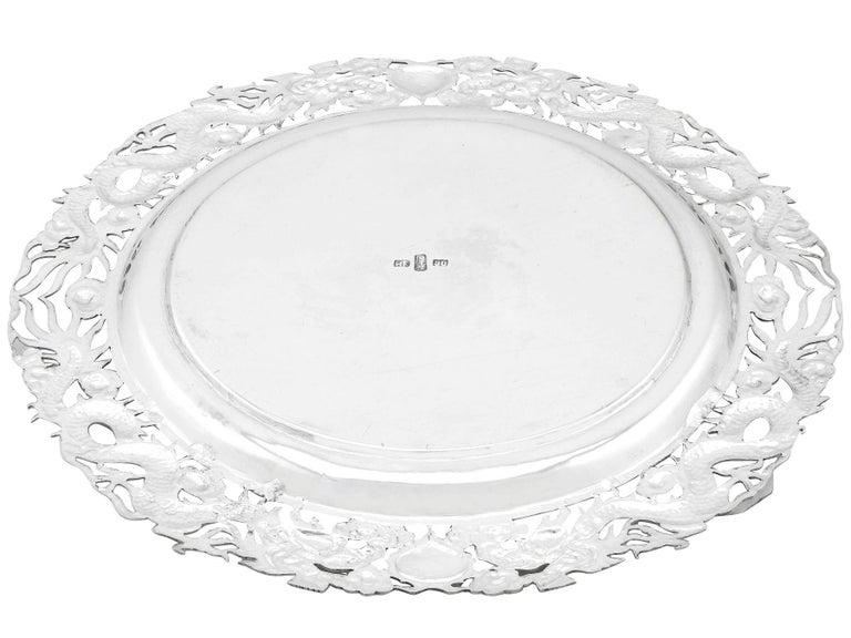20th Century Antique Chinese Export Silver Salver by Wing Fat, Circa ...