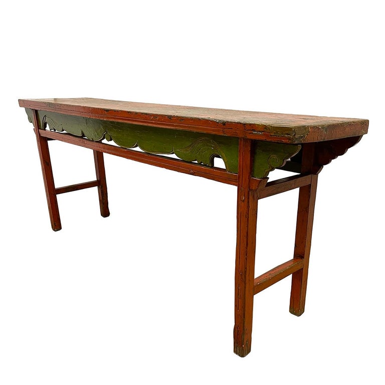 20th Century Antique Chinese Painted Long Sofa Table/Console Table For ...