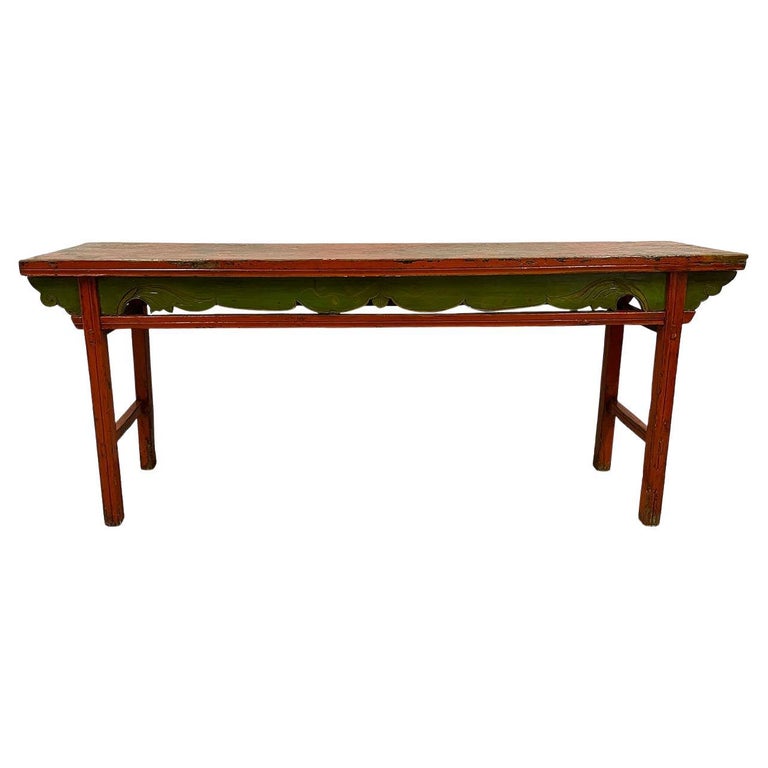 20th Century Antique Chinese Painted Long Sofa Table/Console Table For ...