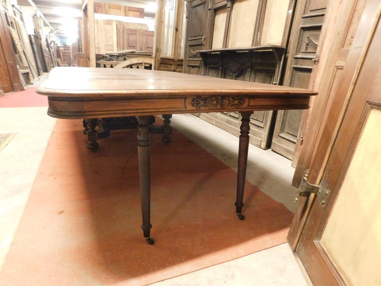 20th Century Antique Extendable Table with Small Wheels at 1stDibs