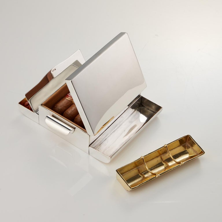20th Century Antique Sterling Silver Half Corona Cigar Box at 1stDibs