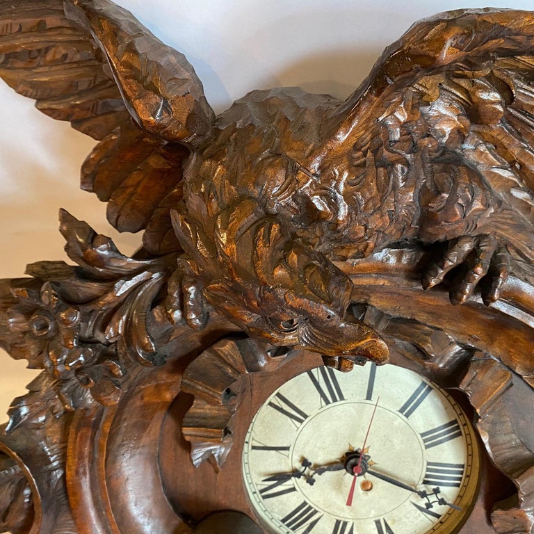 20th Century Antique Wooden Italian Frieze Clock For Sale at 1stDibs