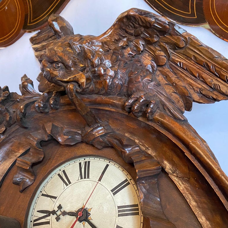 20th Century Antique Wooden Italian Frieze Clock For Sale at 1stDibs