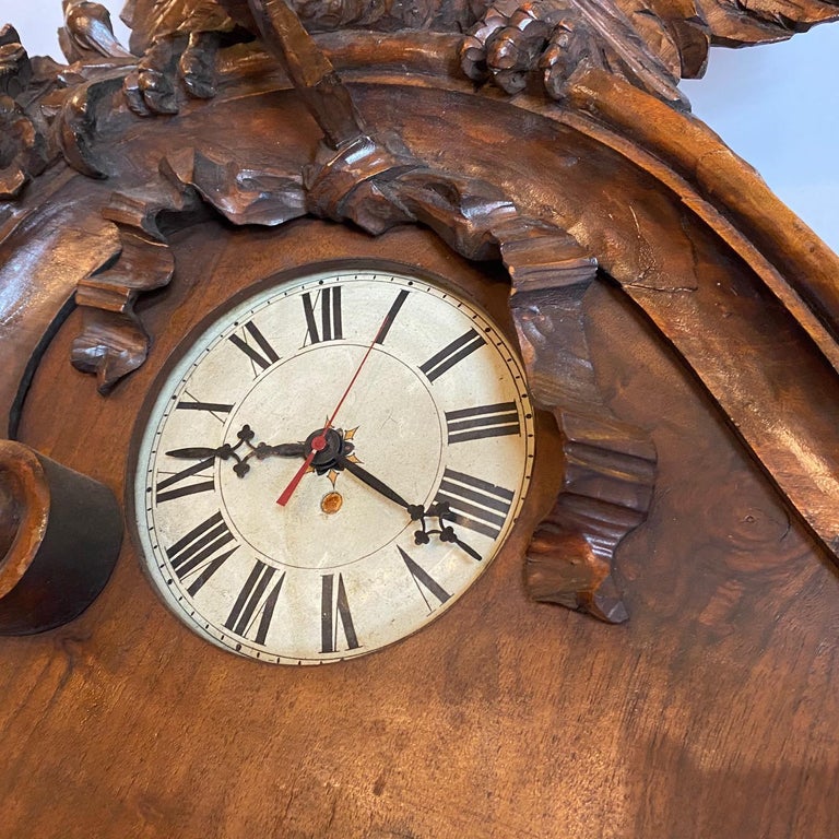 20th Century Antique Wooden Italian Frieze Clock For Sale at 1stDibs