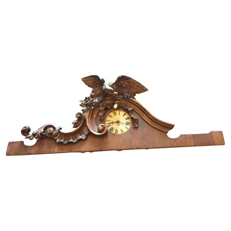 20th Century Antique Wooden Italian Frieze Clock For Sale at 1stDibs