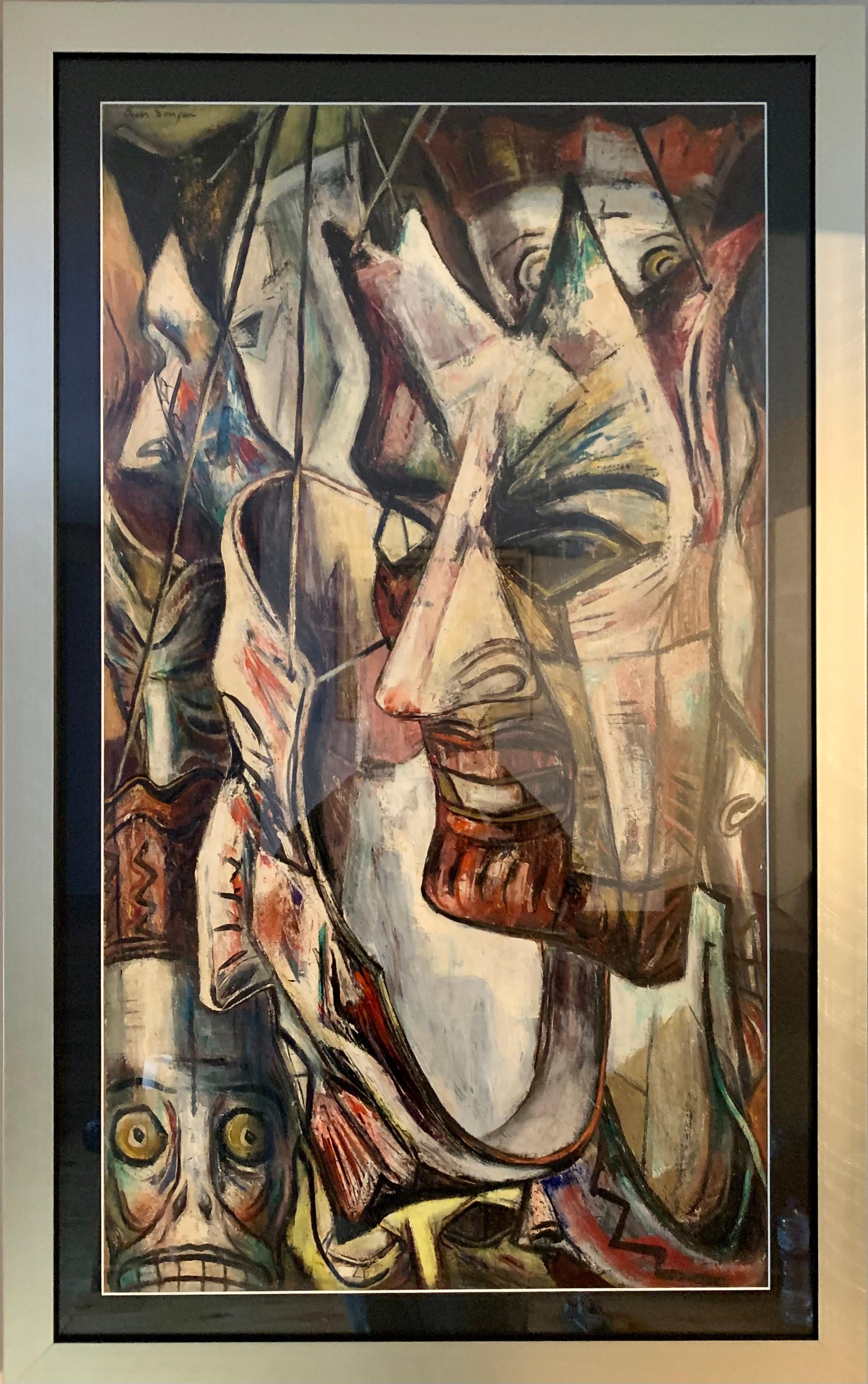 20th Century Art Deco Abstract Oil Painting by Burr Singer C.1930 For ...
