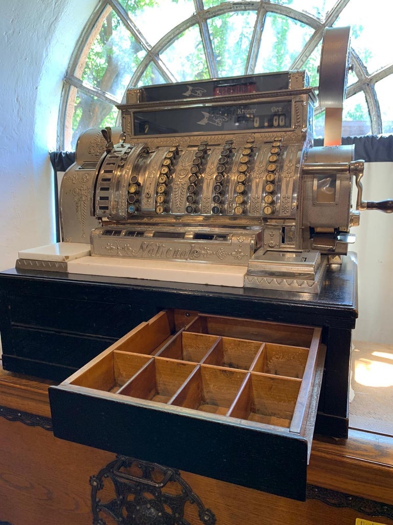 20th Century Art Deco Brass Plated National Cash Register from Denmark ...