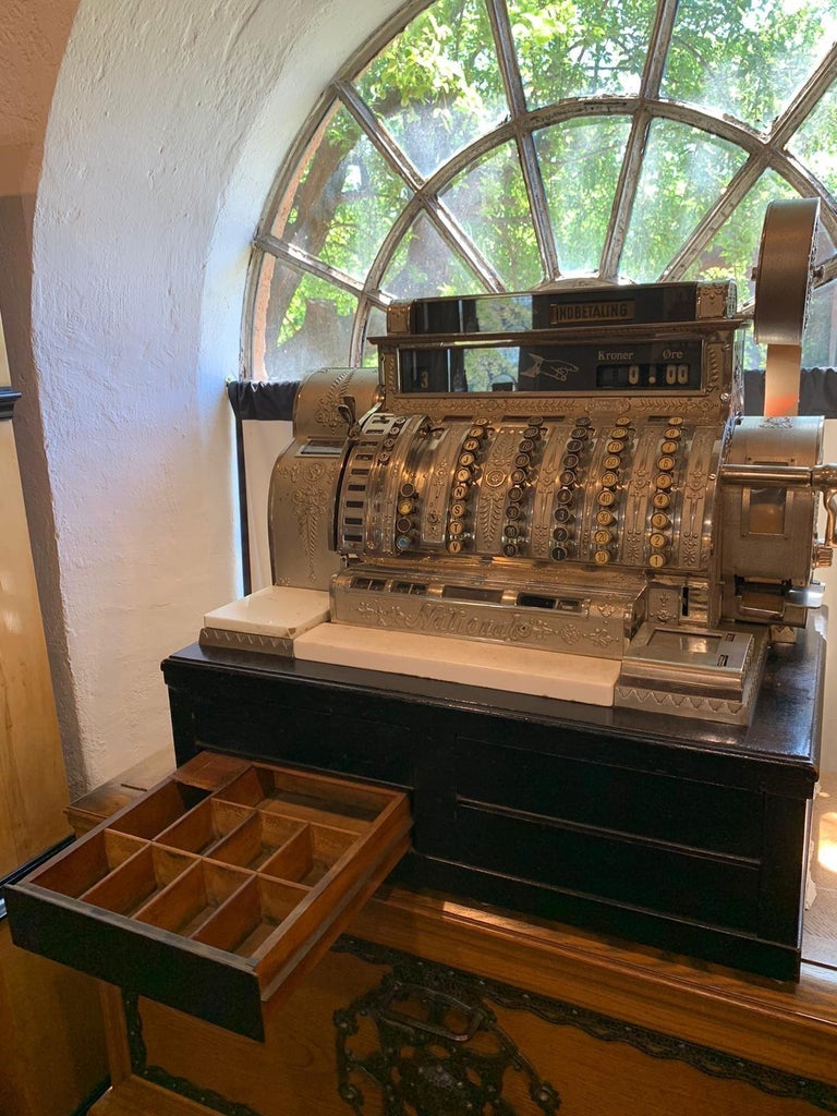 20th Century Art Deco Brass Plated National Cash Register from Denmark ...