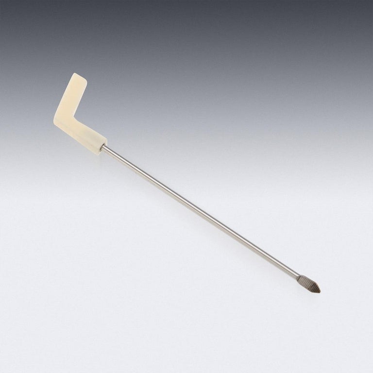20th Century Art Deco Chrome and Enamel Cocktail Hockey Stick Set, c ...